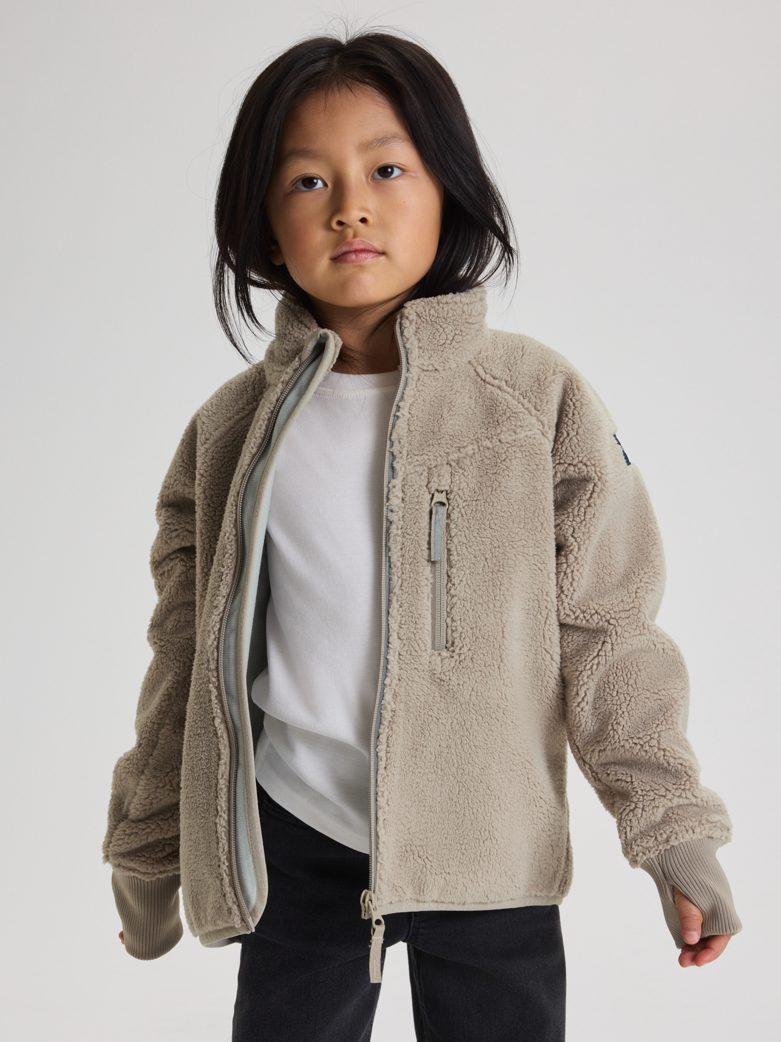 Windproof pile fleece jacket - Beige